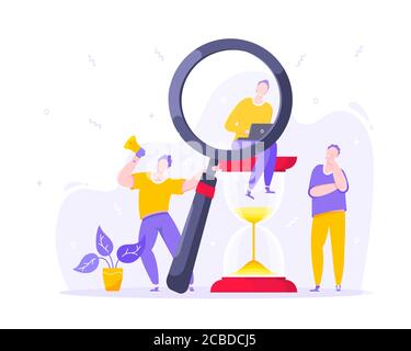 With megaphone character hourglass concept for business deadline Stock ...
