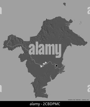 Kalimantan Timur, province of Indonesia. Bilevel elevation map with ...