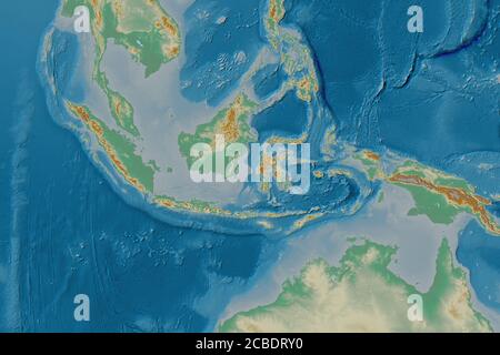 Relief map of Indonesia with shaded relief Stock Photo - Alamy