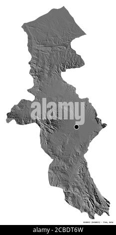 Ardebil, province of Iran. Bilevel elevation map with lakes and rivers ...