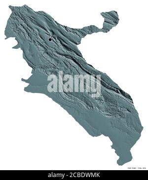 Ilam, province of Iran. Colored elevation map with lakes and rivers ...
