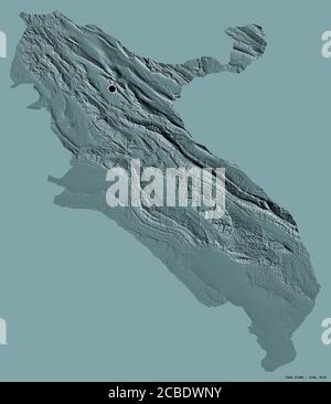 Ilam, province of Iran. Colored elevation map with lakes and rivers ...