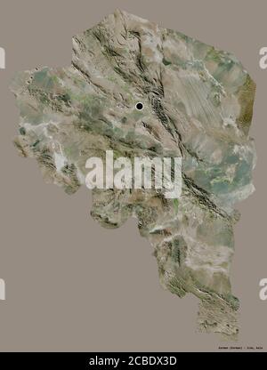 Shape of Kerman, province of Iran, with its capital isolated on white ...