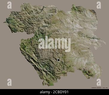 Shape of Kordestan, province of Iran, with its capital isolated on ...