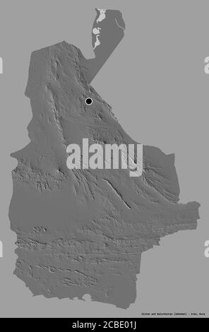 Sistan and Baluchestan, province of Iran. Bilevel elevation map with ...