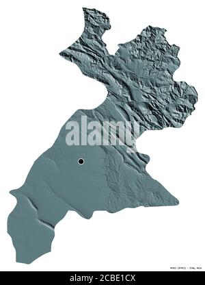 Arbil, province of Iraq. Colored elevation map with lakes and rivers ...