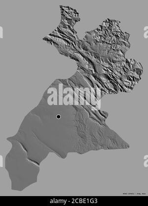 Arbil, province of Iraq. Bilevel elevation map with lakes and rivers ...