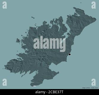 Donegal, county of Ireland. Colored elevation map with lakes and rivers ...