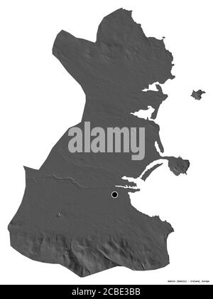 Dublin, county of Ireland. Bilevel elevation map with lakes and rivers ...