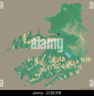 Shape of Kerry, county of Ireland, with its capital isolated on white ...