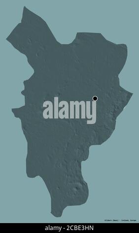Kildare, county of Ireland. Colored elevation map with lakes and rivers ...