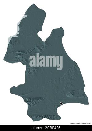 Shape of Tipperary, county of Ireland, with its capital isolated on ...