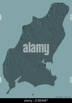 Wexford, county of Ireland. Colored elevation map with lakes and rivers ...