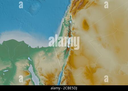 Extended area of Israel with country outline, international and ...