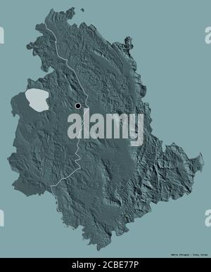 Umbria, region of Italy. Solid color shape. Locations and names of ...