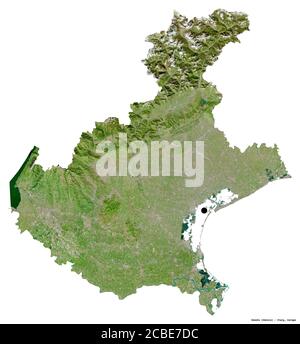Satellite view of the Veneto region. Italy. 3d render. Physical map of ...