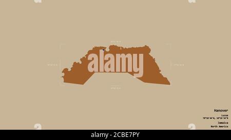 Area of Hanover, parish of Jamaica, isolated on a solid background in a ...