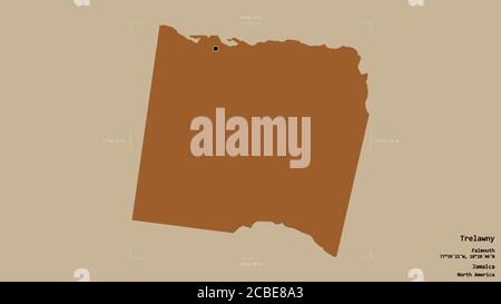 Zoom in on Trelawny (parish of Jamaica) extruded. Oblique perspective ...