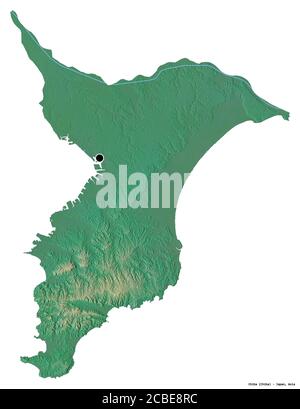 Shape of Chiba, prefecture of Japan, and its capital. Distance scale ...