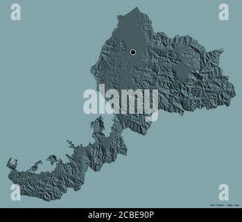 Fukui, prefecture of Japan. Colored elevation map with lakes and rivers ...