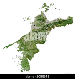 Shape of Ehime, prefecture of Japan, with its capital isolated on white ...