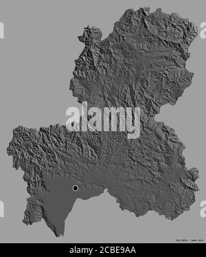 Gifu, prefecture of Japan. Bilevel elevation map with lakes and rivers ...