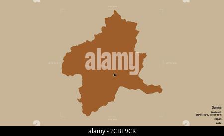Area of Gunma, prefecture of Japan, isolated on a solid background in a ...