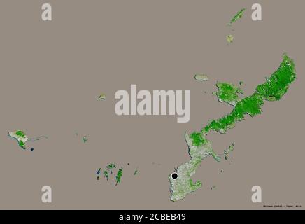 Shape of Okinawa, prefecture of Japan, with its capital isolated on a ...