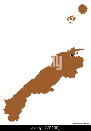 Shape of Shimane, prefecture of Japan, with its capital isolated on ...