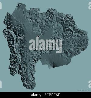 Yamanashi, prefecture of Japan. Colored elevation map with lakes and ...