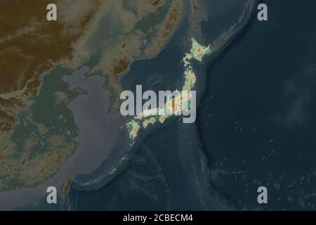 Relief map of Japan with shaded relief Stock Photo - Alamy
