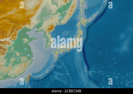 Relief map of Japan with shaded relief Stock Photo - Alamy