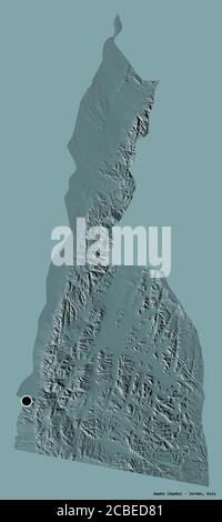 Aqaba, province of Jordan. Colored elevation map with lakes and rivers ...