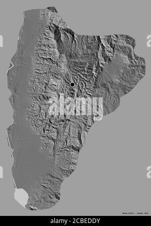 Balqa, province of Jordan. Bilevel elevation map with lakes and rivers ...
