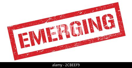 EMERGING red grungy rectangle stamp sign Stock Photo - Alamy