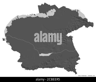 Almaty, region of Kazakhstan. Bilevel elevation map with lakes and ...