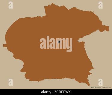 Almaty, region of Kazakhstan. Solid color shape. Locations and names of ...