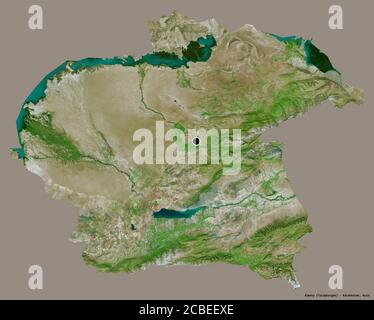 Almaty, region of Kazakhstan. Solid color shape. Locations of major ...