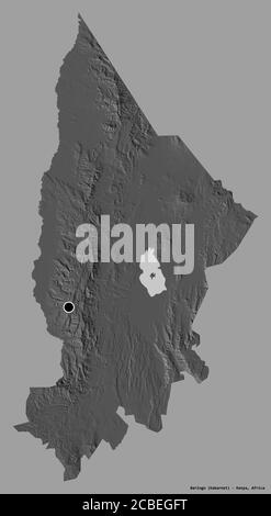 Baringo, county of Kenya. Bilevel elevation map with lakes and rivers ...