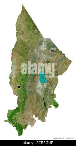 Shape of Baringo, county of Kenya, with its capital isolated on a solid ...
