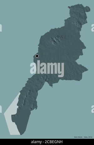 Shape of Busia, county of Kenya, with its capital isolated on white ...