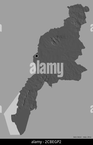 Busia, county of Kenya. Bilevel elevation map with lakes and rivers ...