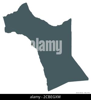 Shape of Garissa, county of Kenya, with its capital isolated on solid ...