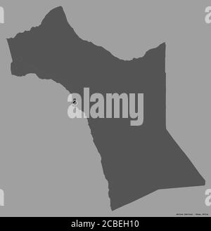 Garissa, county of Kenya. Bilevel elevation map with lakes and rivers ...