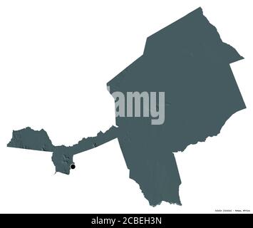 Isiolo, county of Kenya. Colored elevation map with lakes and rivers ...