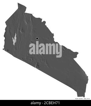 Kajiado, county of Kenya. Bilevel elevation map with lakes and rivers ...
