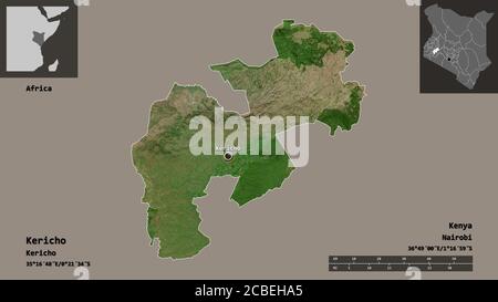 Shape of Kericho, county of Kenya, and its capital. Distance scale ...