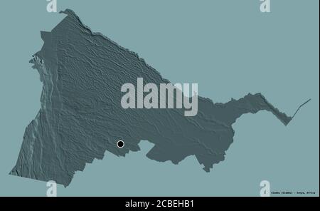 Kiambu, county of Kenya. Colored elevation map with lakes and rivers ...