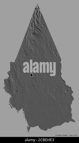 Kirinyaga, county of Kenya. Bilevel elevation map with lakes and rivers ...