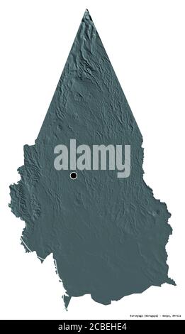 Shape of Kirinyaga, county of Kenya, with its capital isolated on a ...